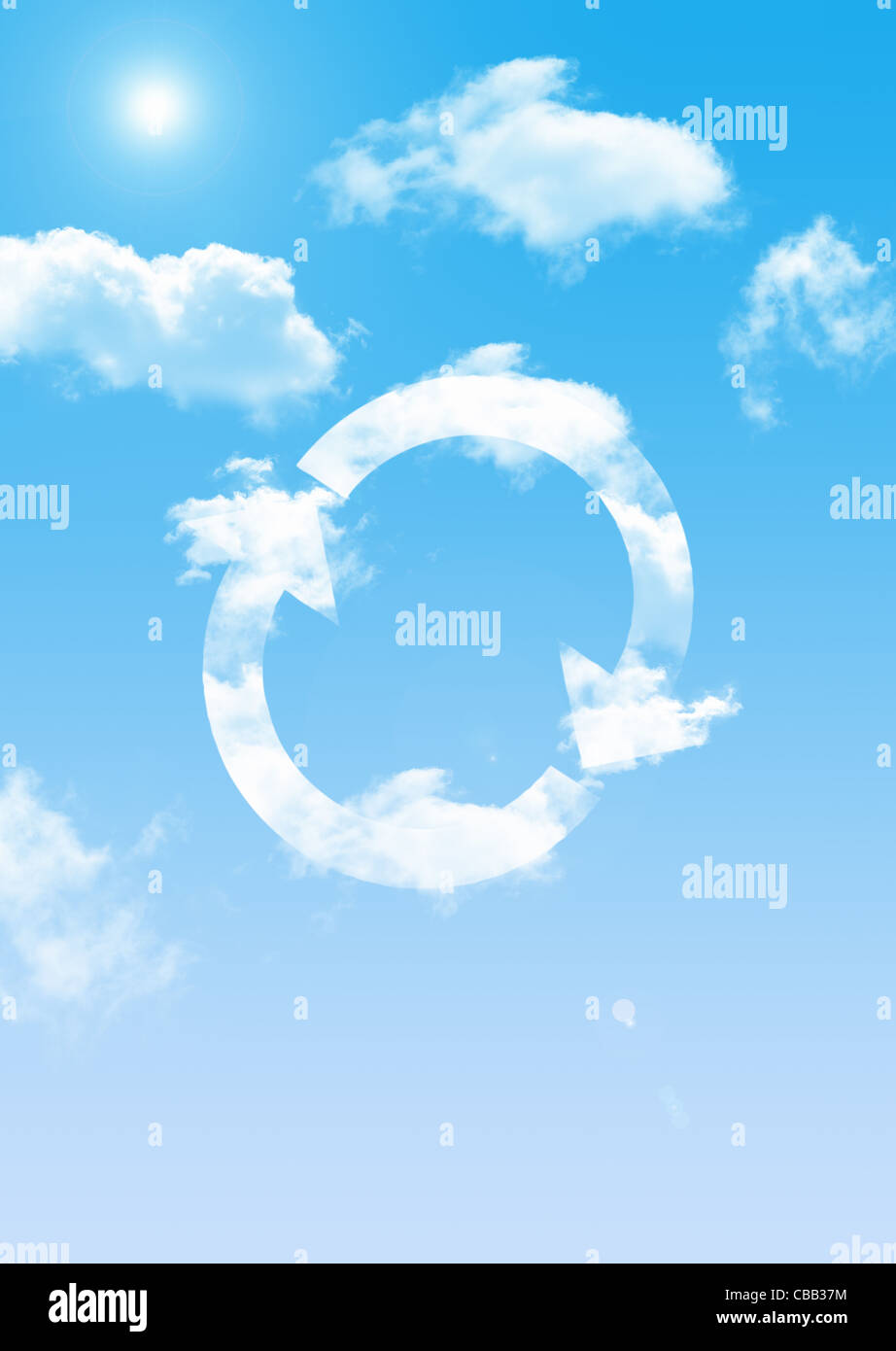 Blue sky with clouds and arrow points Stock Photo - Alamy
