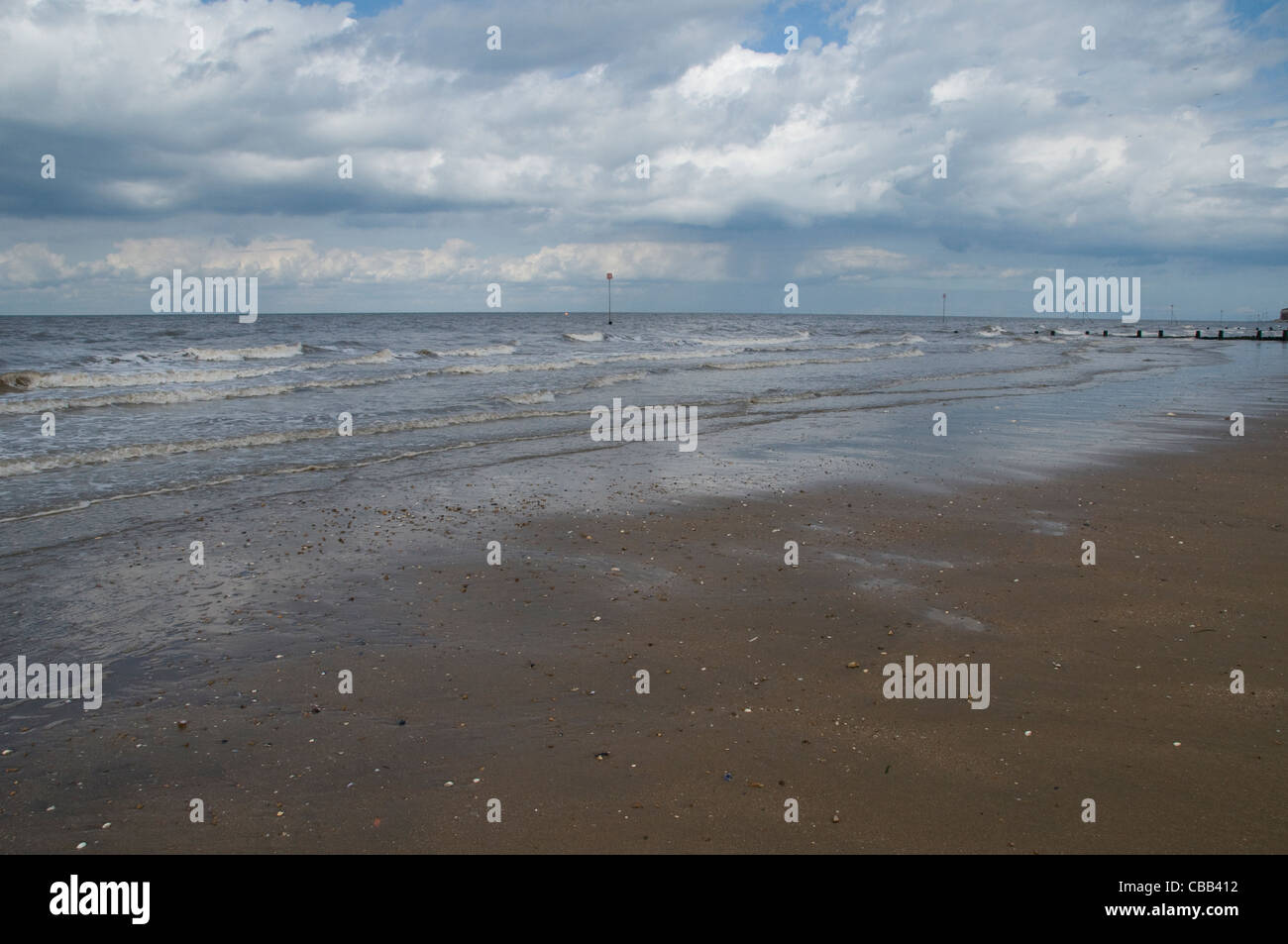 Hunstanton beach view along the beach beautiful cloud formations, waves ...