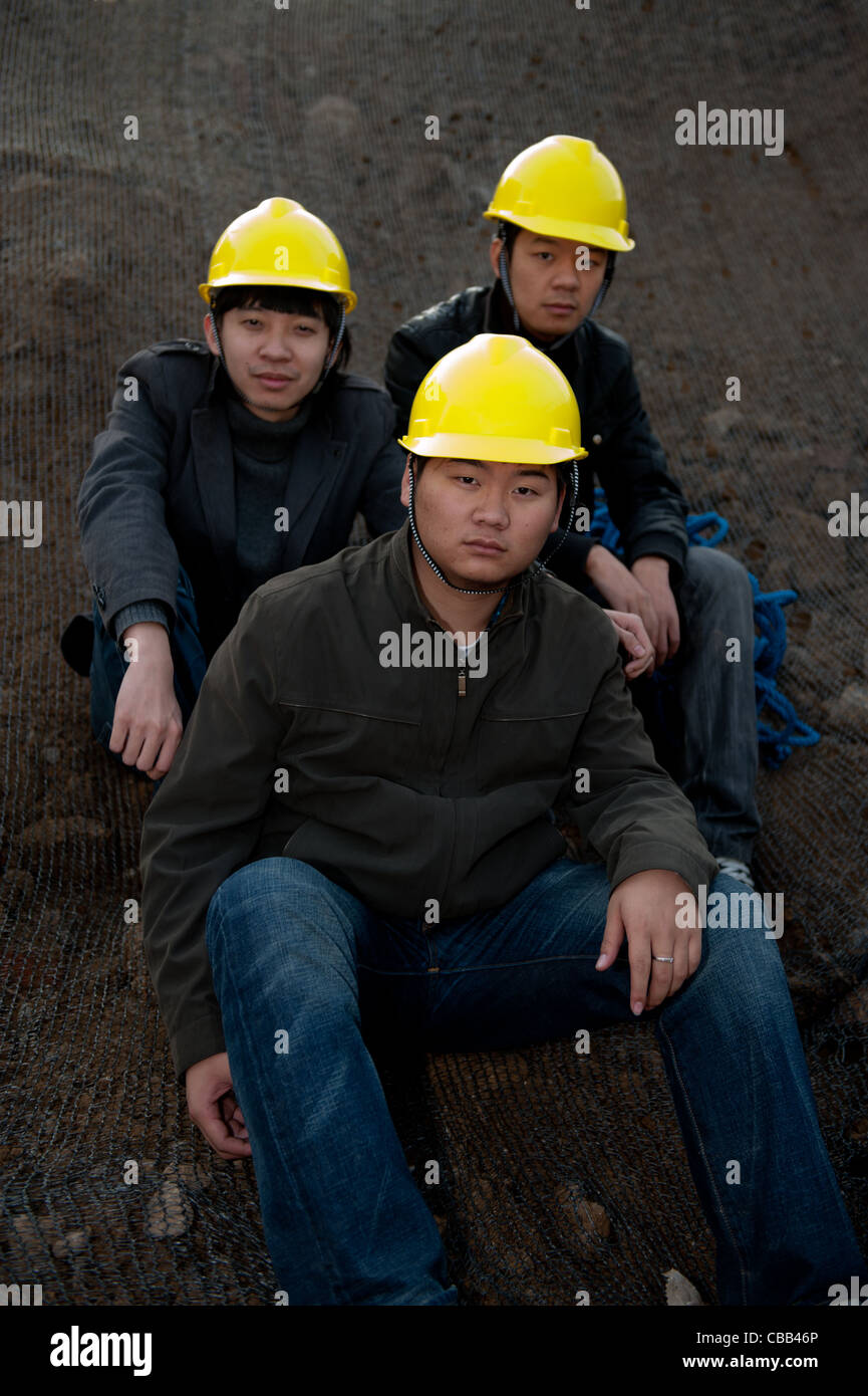 Construction workers having a rest Stock Photo - Alamy