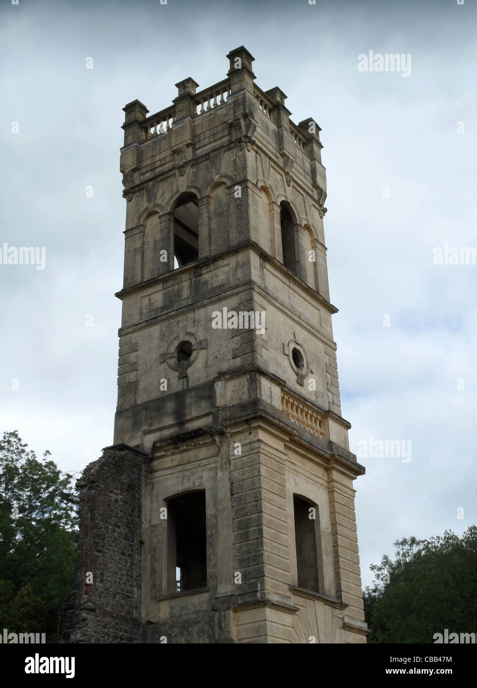The Italian style tower at Pantglas Hall in Carmarthenshire, South West ...