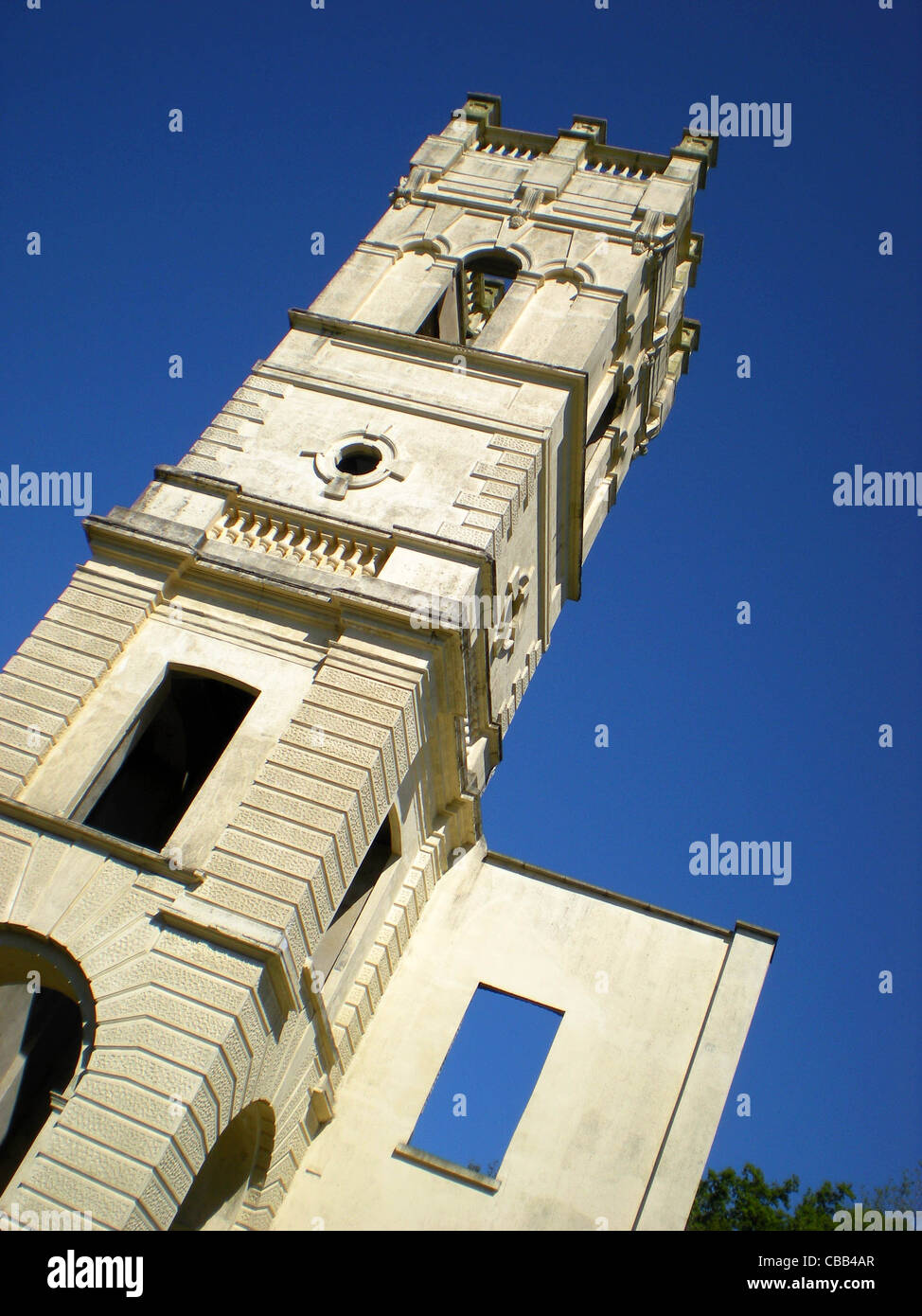 The Italian style tower at Pantglas Hall in Carmarthenshire, South West ...