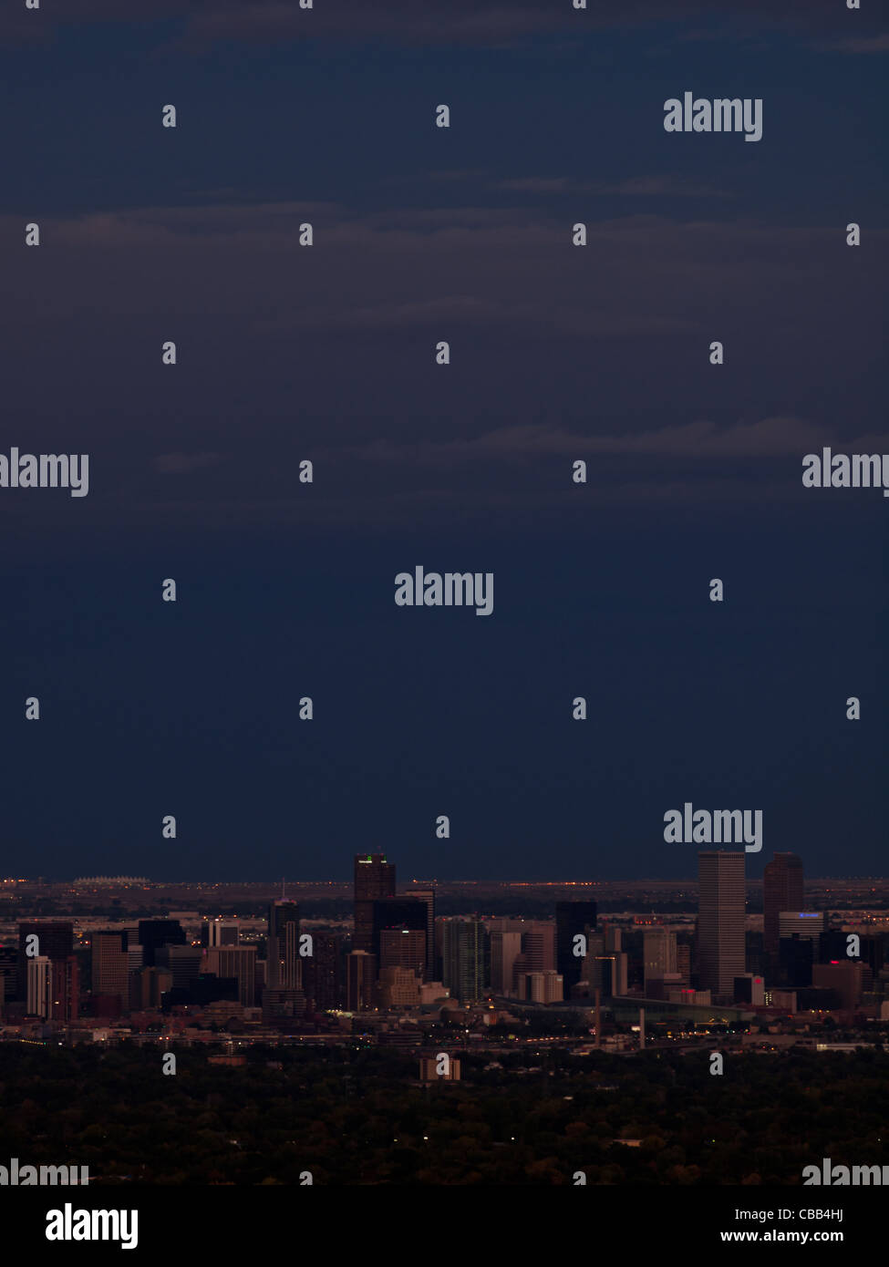 A view of downtown Denver right before sunset Stock Photo - Alamy