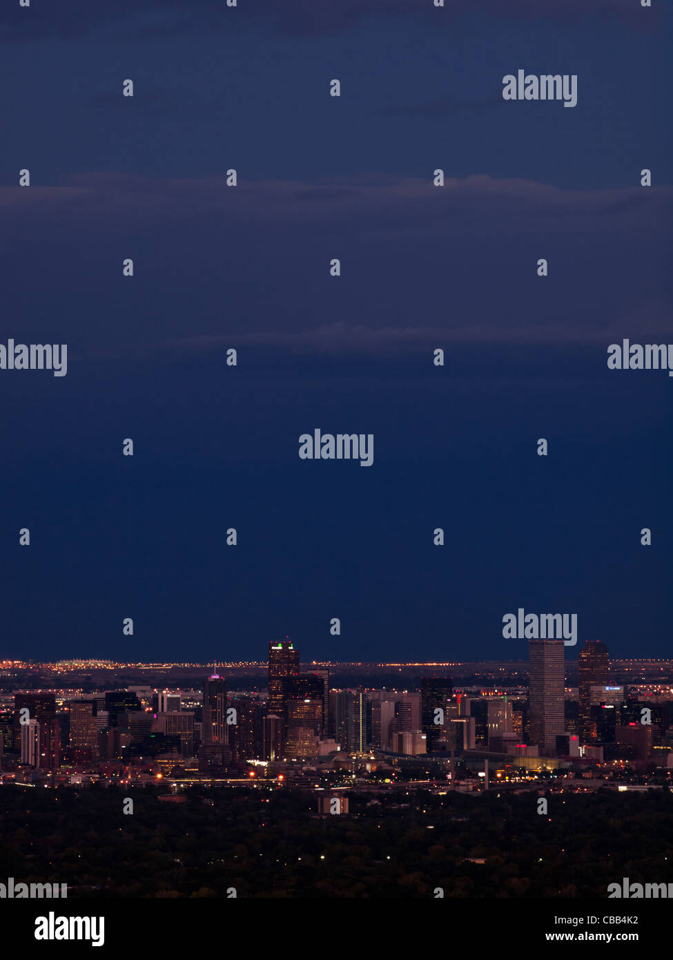 A view of downtown Denver right before sunset Stock Photo - Alamy