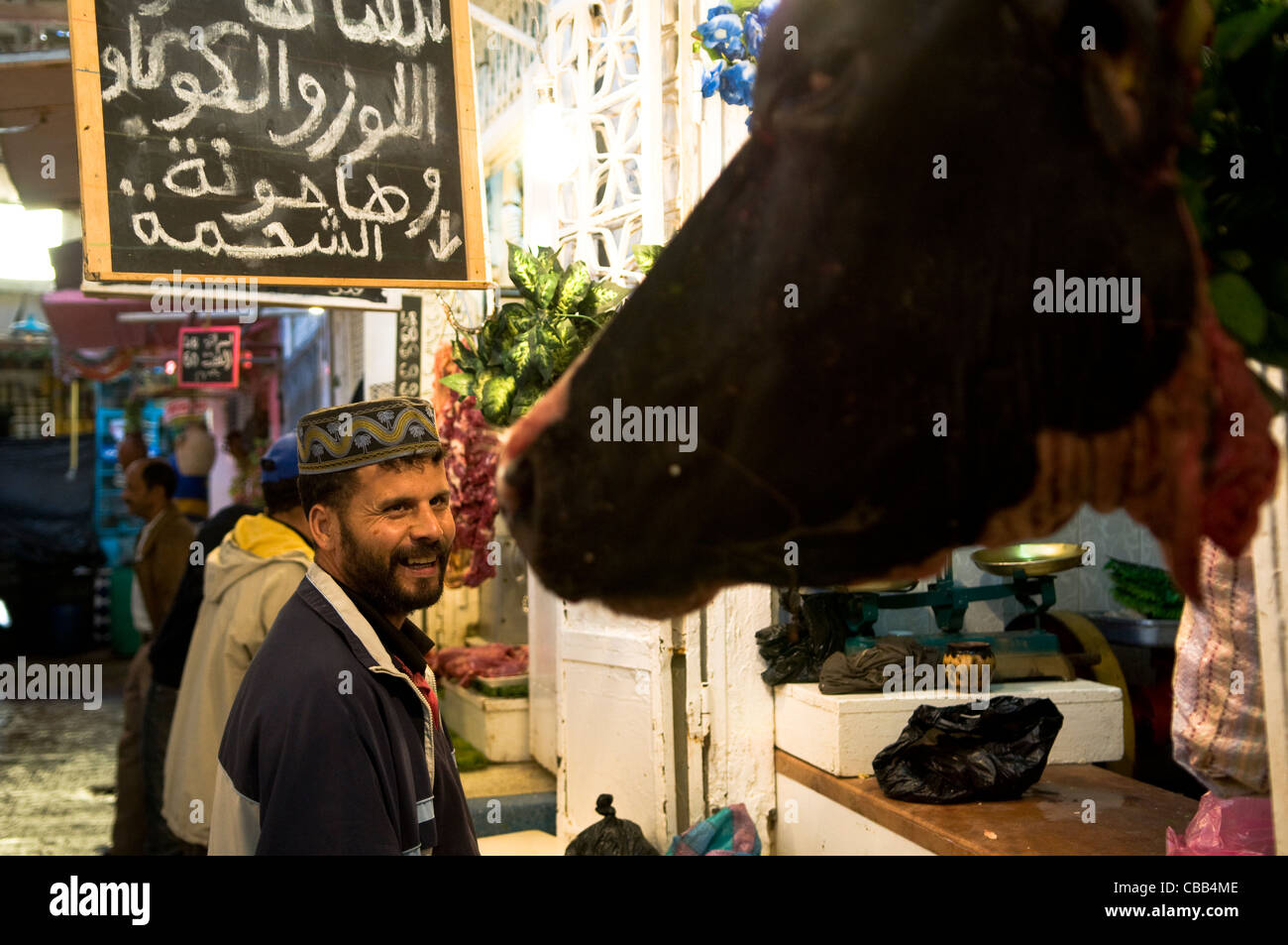 The butcher / meat market in Fes, Morocco Stock Photo - Alamy