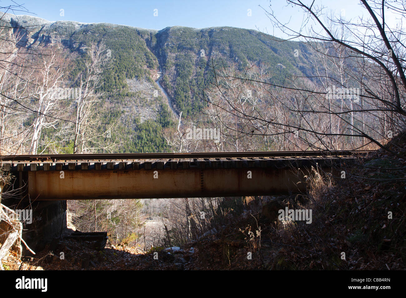 Scenic view from railroad in Crawford Notch State Park of the White ...