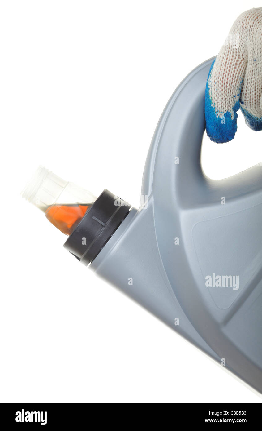 Can with car engine oil isolated on white Stock Photo - Alamy