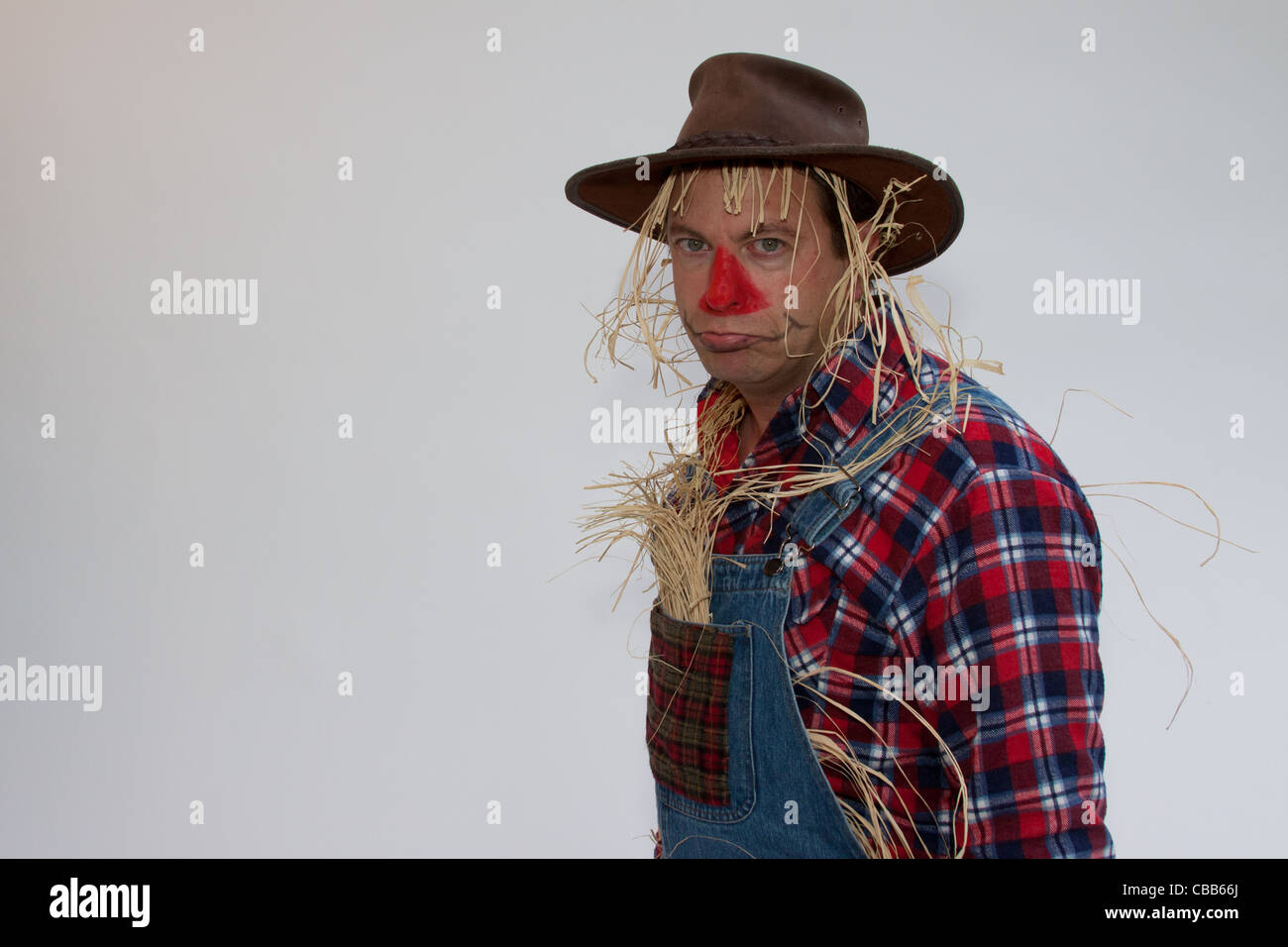 Human Scarecrow making faces or trying to scare off the crows Stock ...