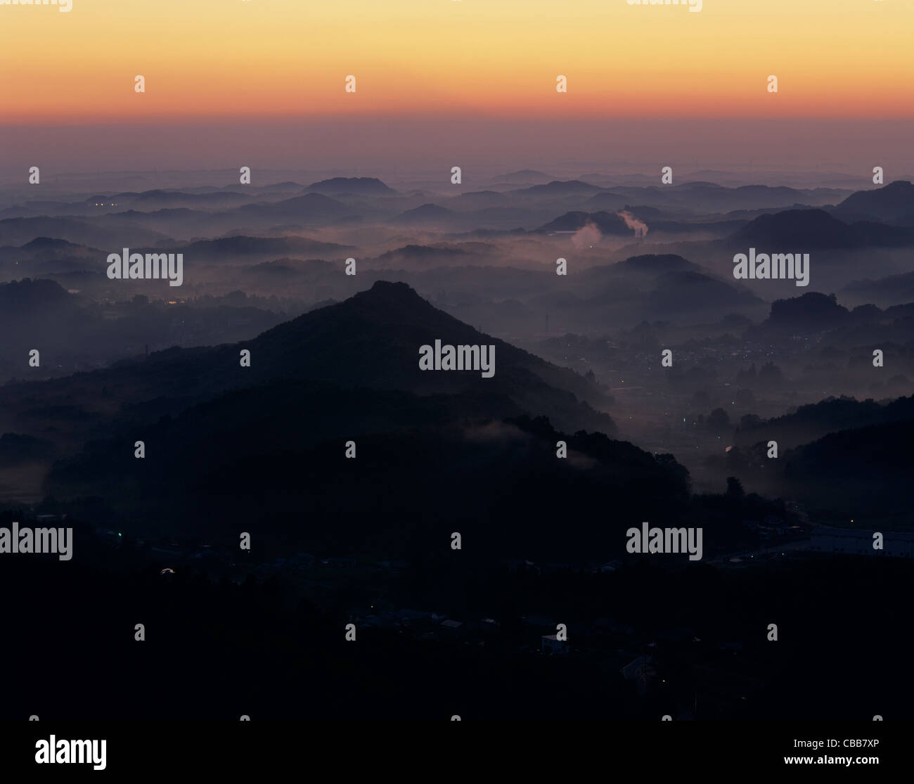 Morning View of Chugen-daira, Yorii, Saitama, Japan Stock Photo - Alamy