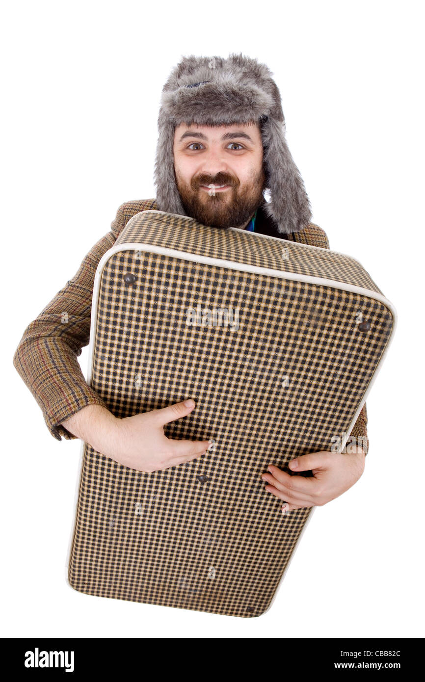 young silly man traveler, full body, isolated Stock Photo - Alamy