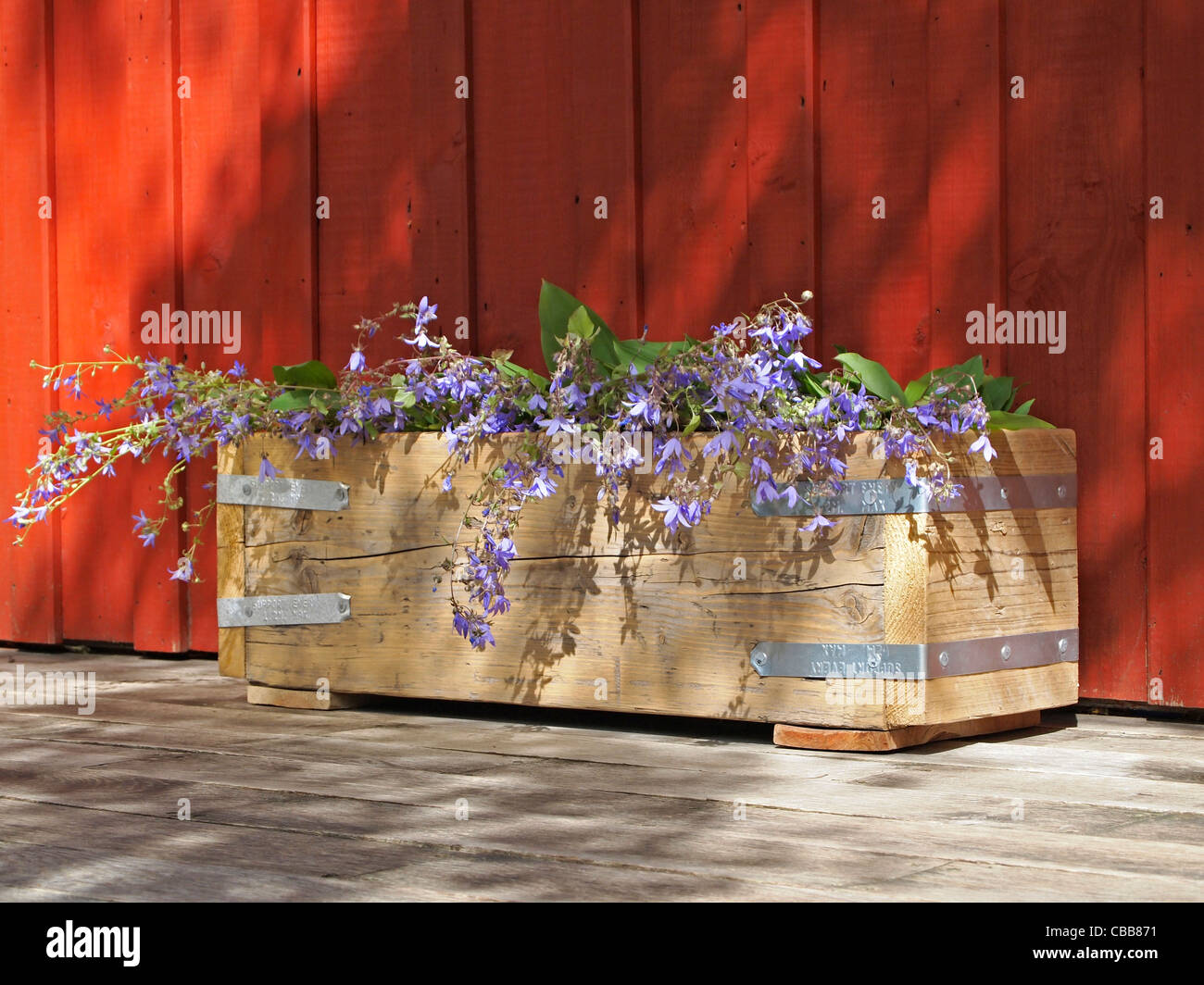 Plants in a wooden planter - the planter is made from recycled timber ...