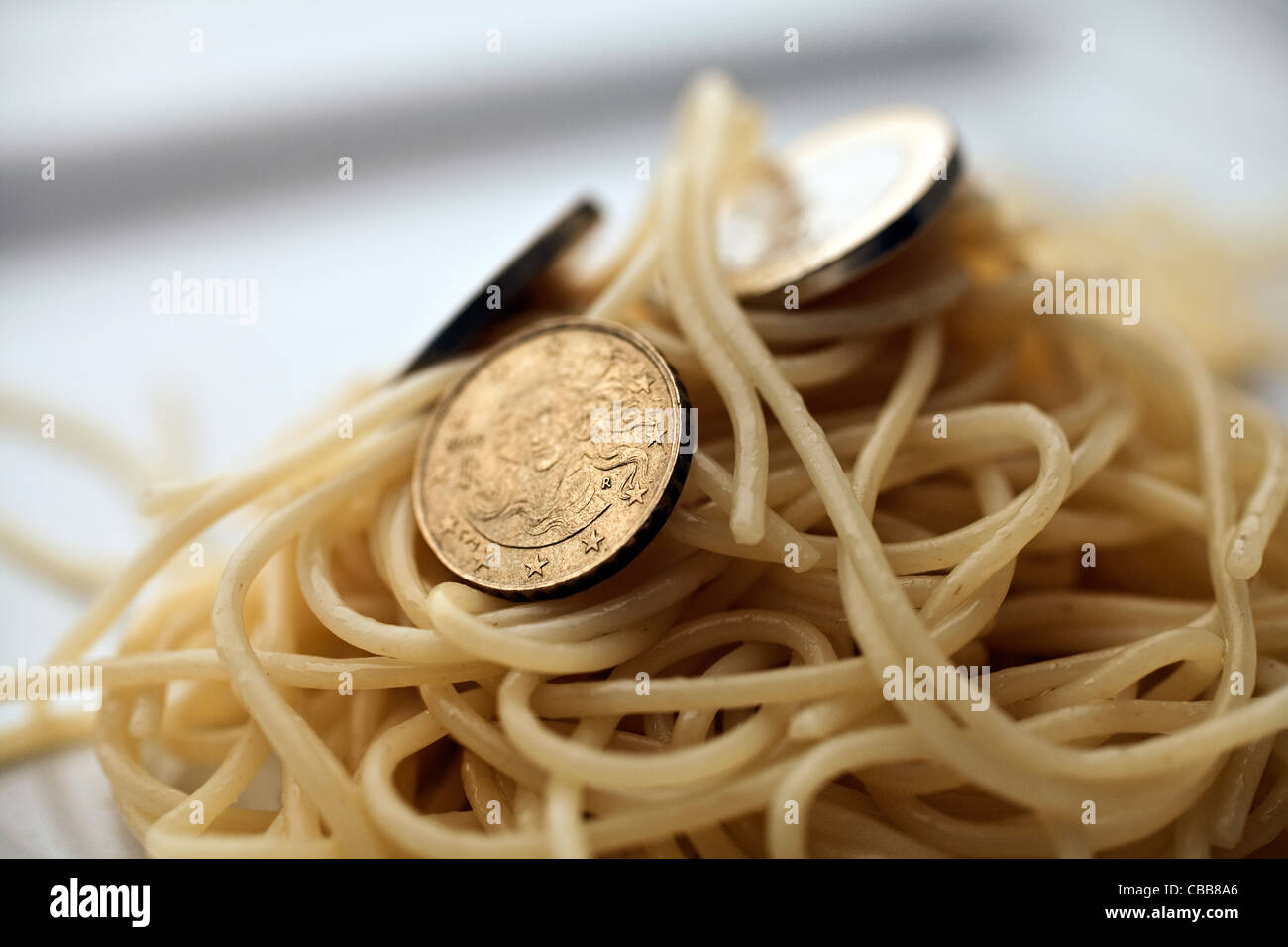 euro, coin, currency, spaghetti Stock Photo - Alamy