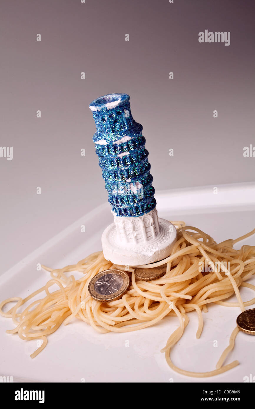 euro, coin, currency, spaghetti, Leaning Tower of Pisa Stock Photo - Alamy