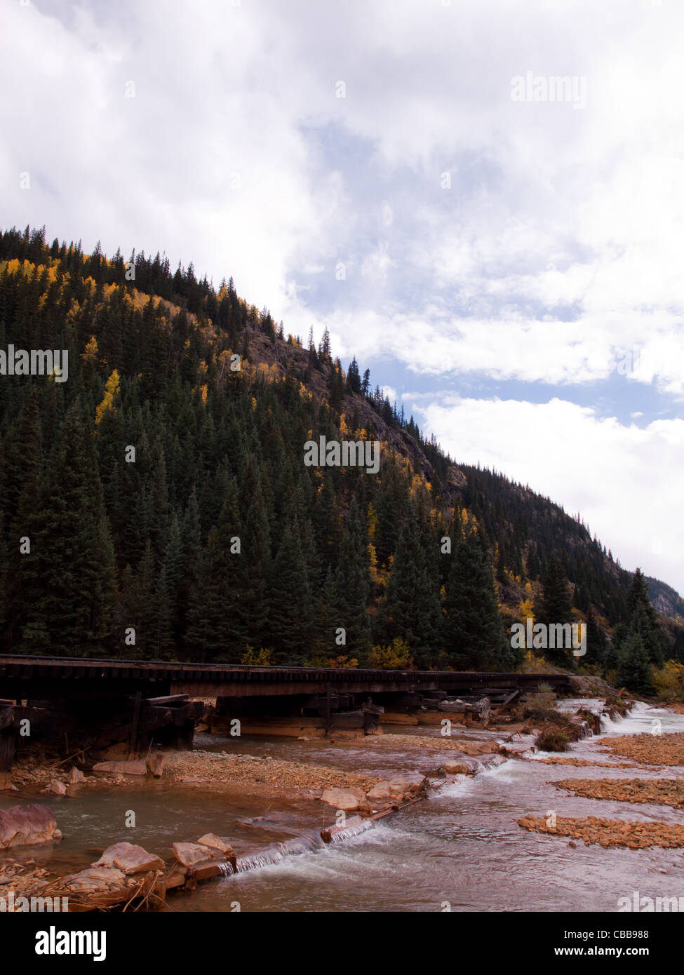 Railroad bridge. This train is in daily operation on the narrow gauge ...