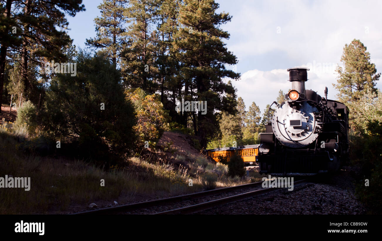 Steam locomotive engine. This train is in daily operation on the narrow ...