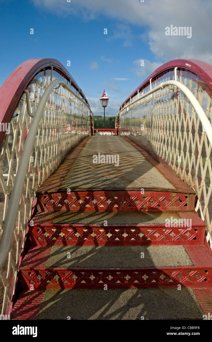 Footbridge bridge close up at Settle Railway Train Station North ...