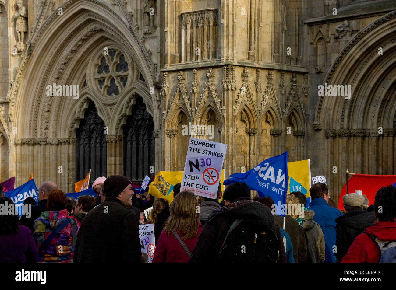 Public sector workers on strike rally outside the Minster York North ...