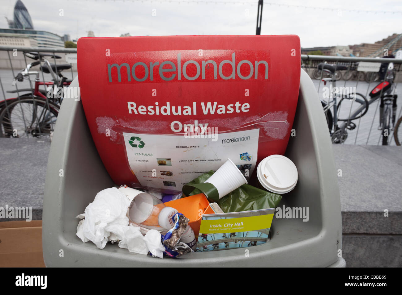 England, London, Southwark, Overflowing Rubbish Bin Stock Photo - Alamy