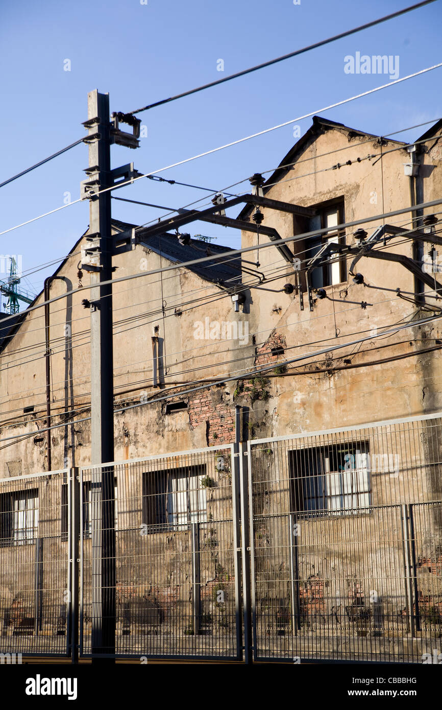 old fashioned factory, grunge style street background Stock Photo - Alamy