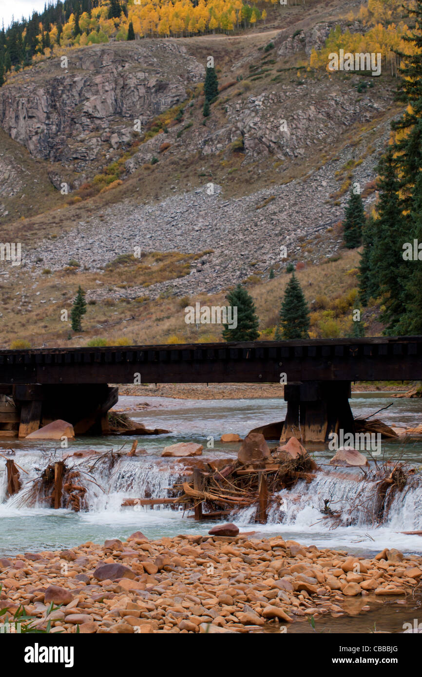 Railroad bridge. This train is in daily operation on the narrow gauge ...
