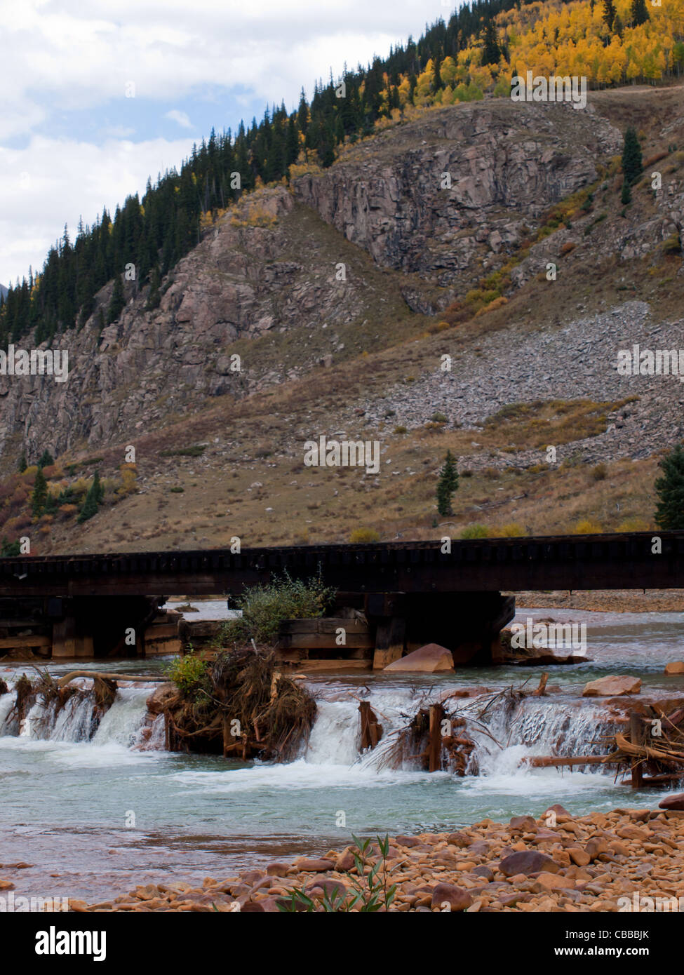 Railroad bridge. This train is in daily operation on the narrow gauge ...