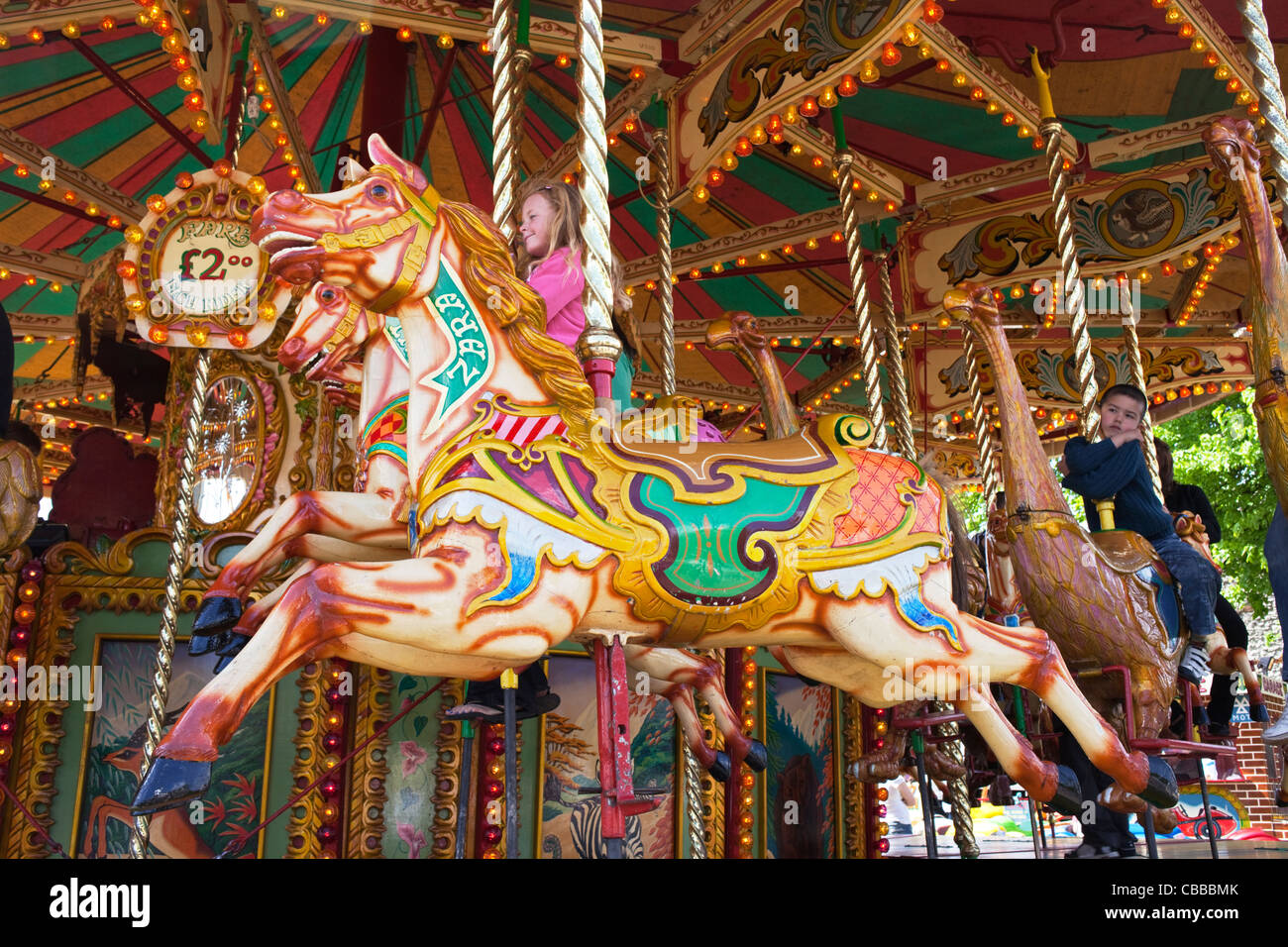 England, Carousel Horse Stock Photo - Alamy