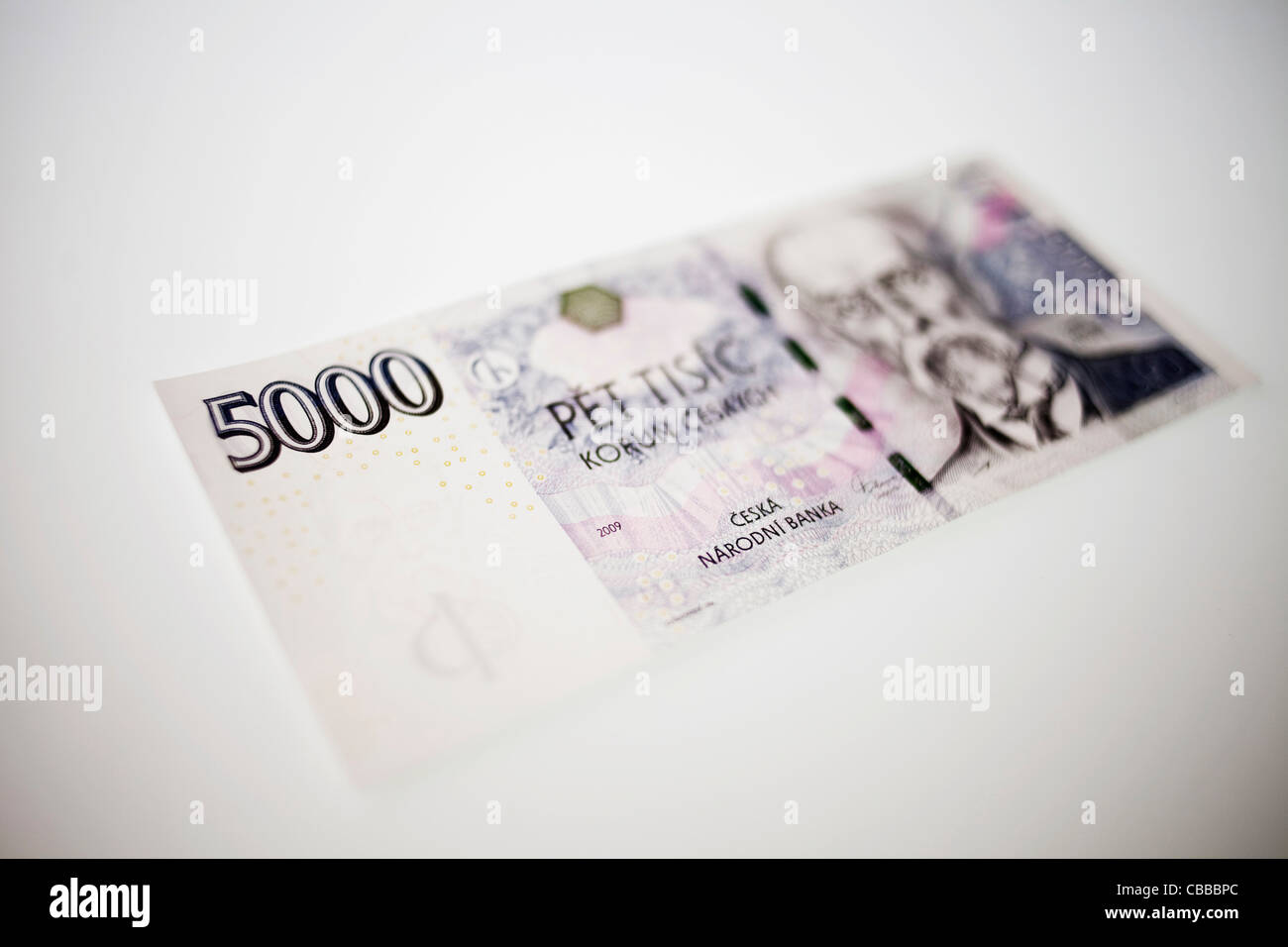 money, 5000 CZK, czech crown, banknote designed by Oldrich Kulhanek ...