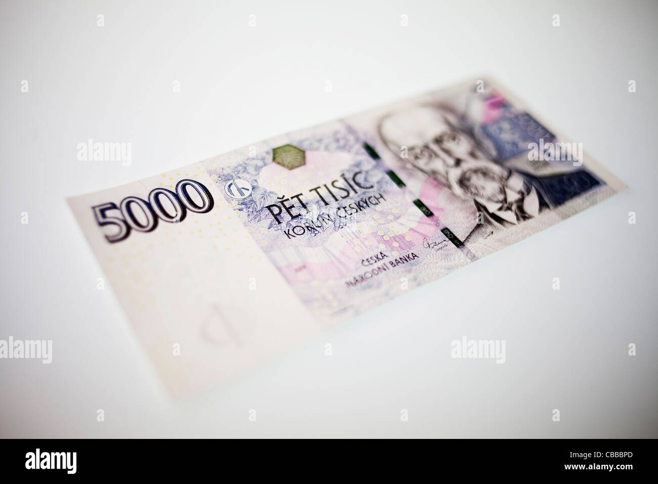 money, 5000 CZK, czech crown, banknote designed by Oldrich Kulhanek ...