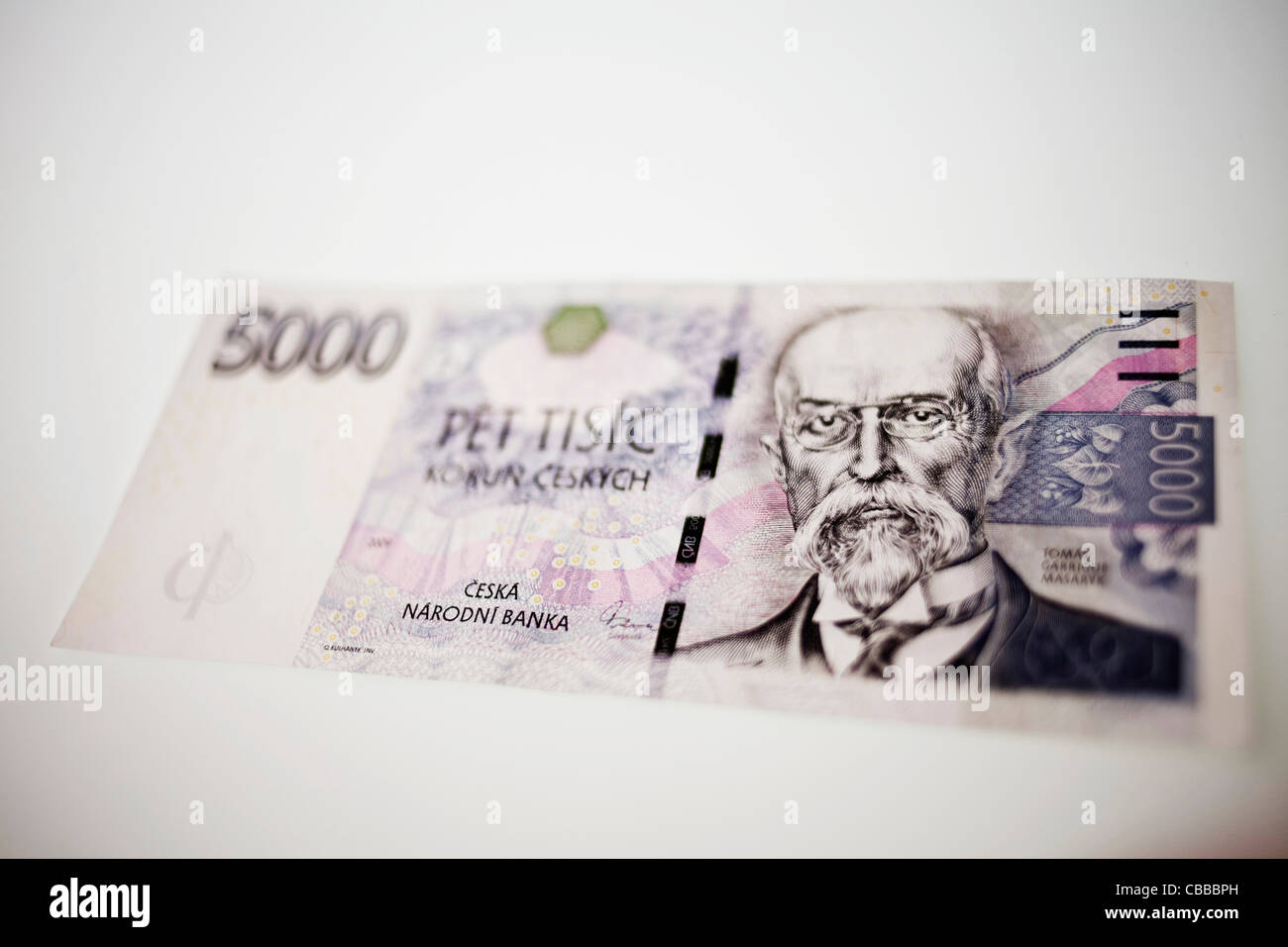 money, 5000 CZK, czech crown, banknote designed by Oldrich Kulhanek ...