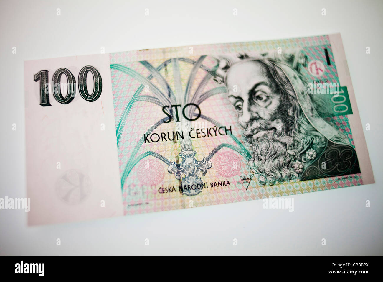 money, 100 CZK, czech crown, banknote designed by Oldrich Kulhanek ...