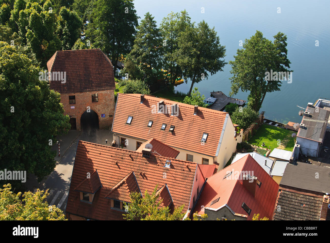 Lagow - touristic little town in western Poland seen from the top of ...
