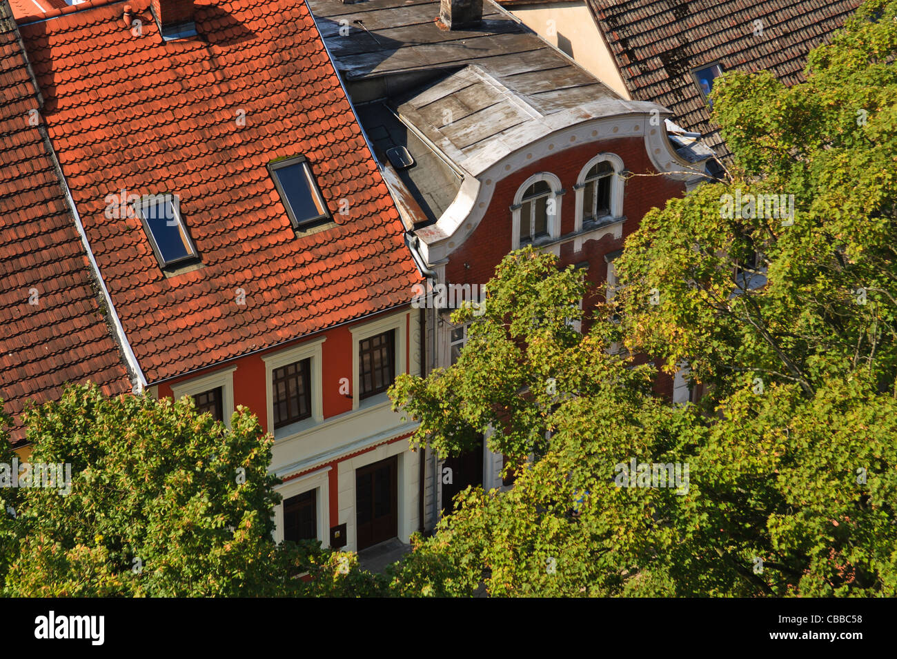 Lagow - touristic little town in western Poland seen from the top of ...