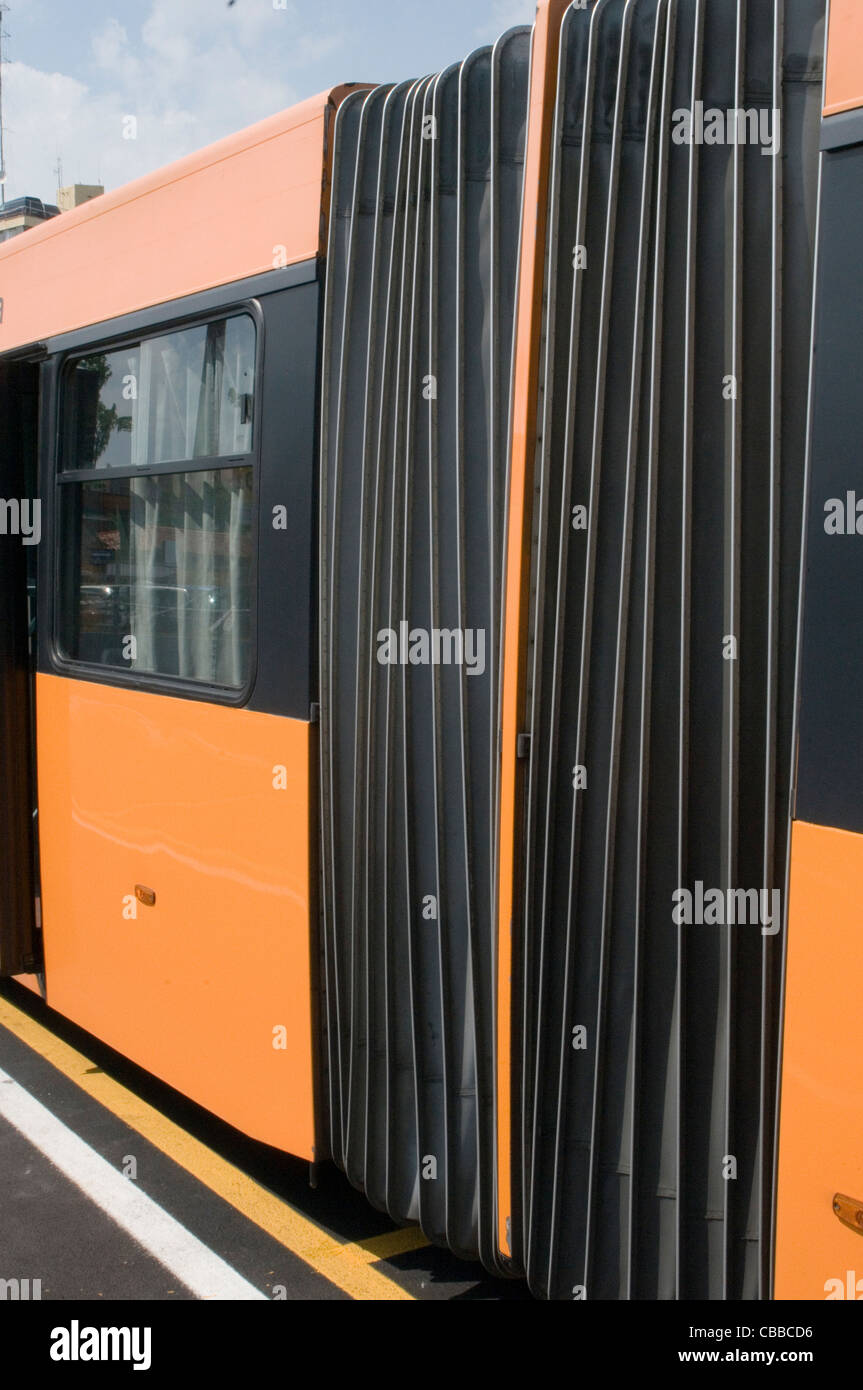 bendy bus flexible joint buses bend bending concertina Stock Photo - Alamy