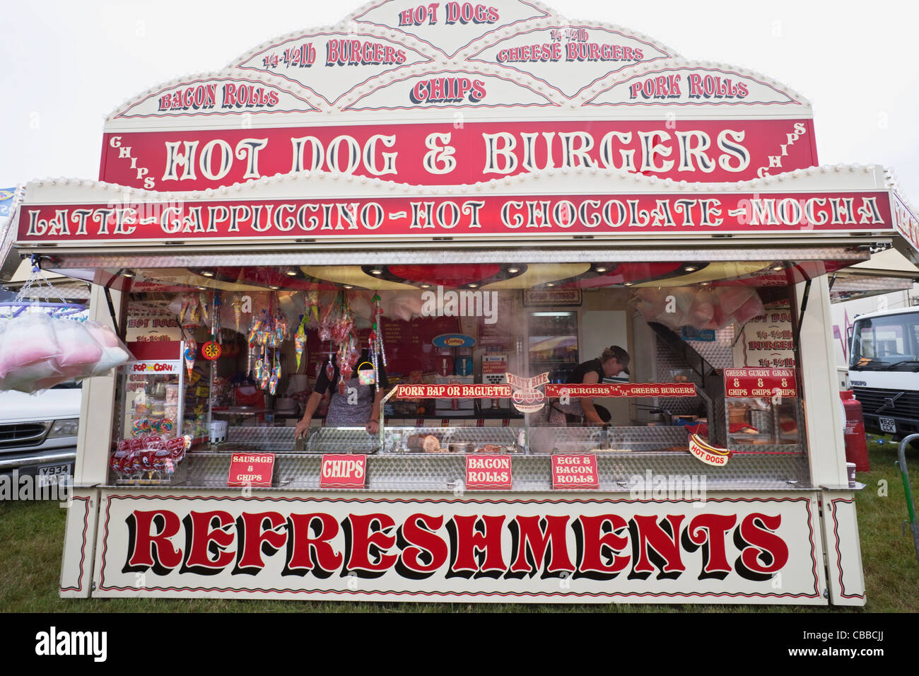 England, London, Epsom Derby, Hotdog and Burger Refreshment Stand Stock ...