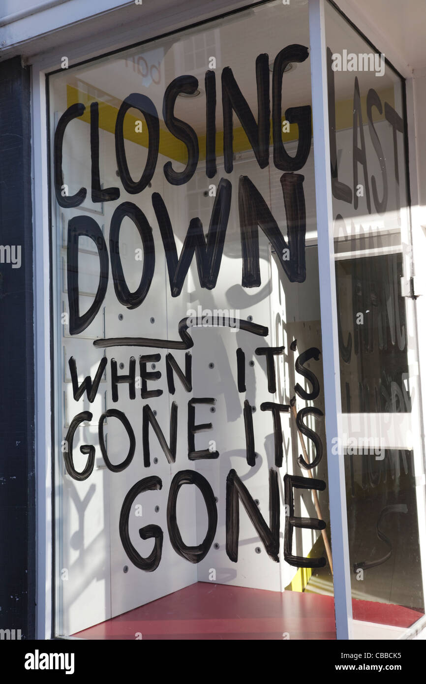 England, Durham, Closing Down Sign Stock Photo - Alamy