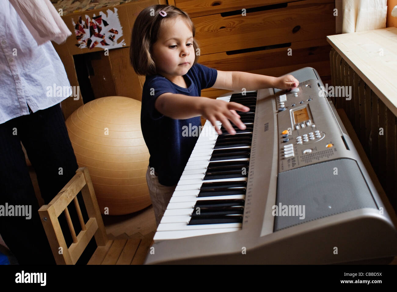 child, baby, girl, childhood, keyboard, keys, key lever Stock Photo - Alamy