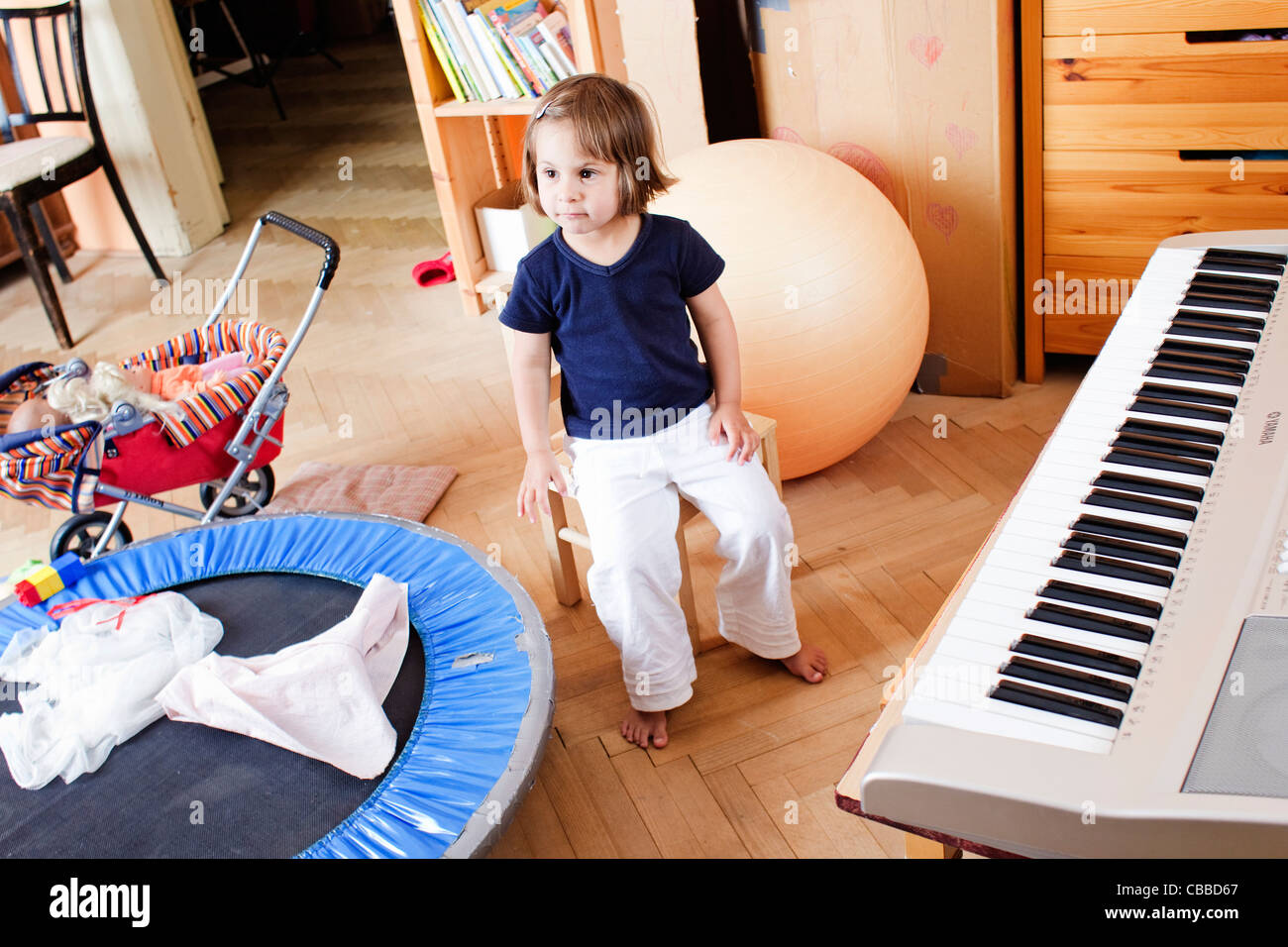 child, baby, girl, childhood, keyboard, keys, key lever Stock Photo - Alamy