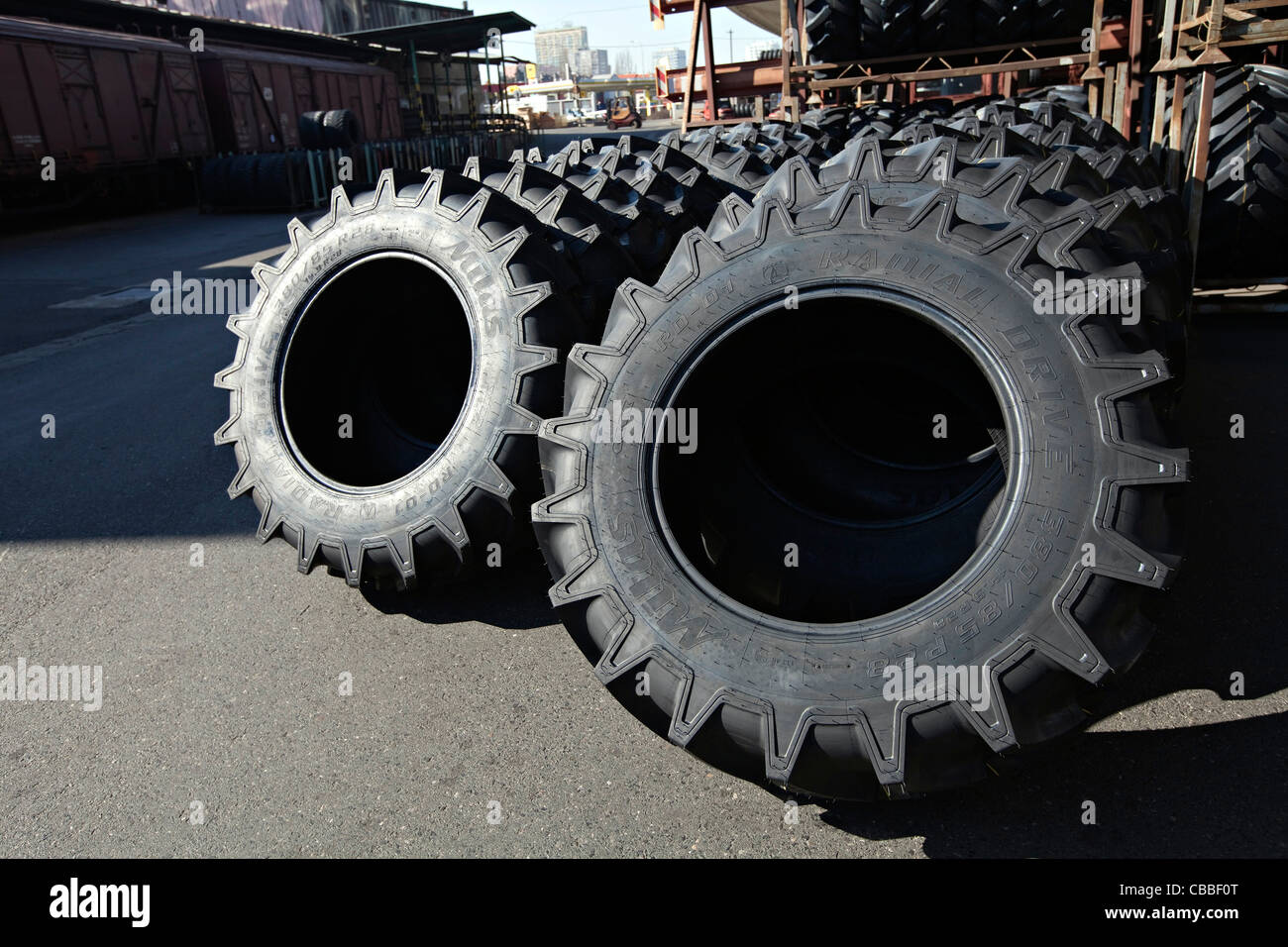 Tyres in Prague factory of Mitas company. Mitas, the leading group in ...
