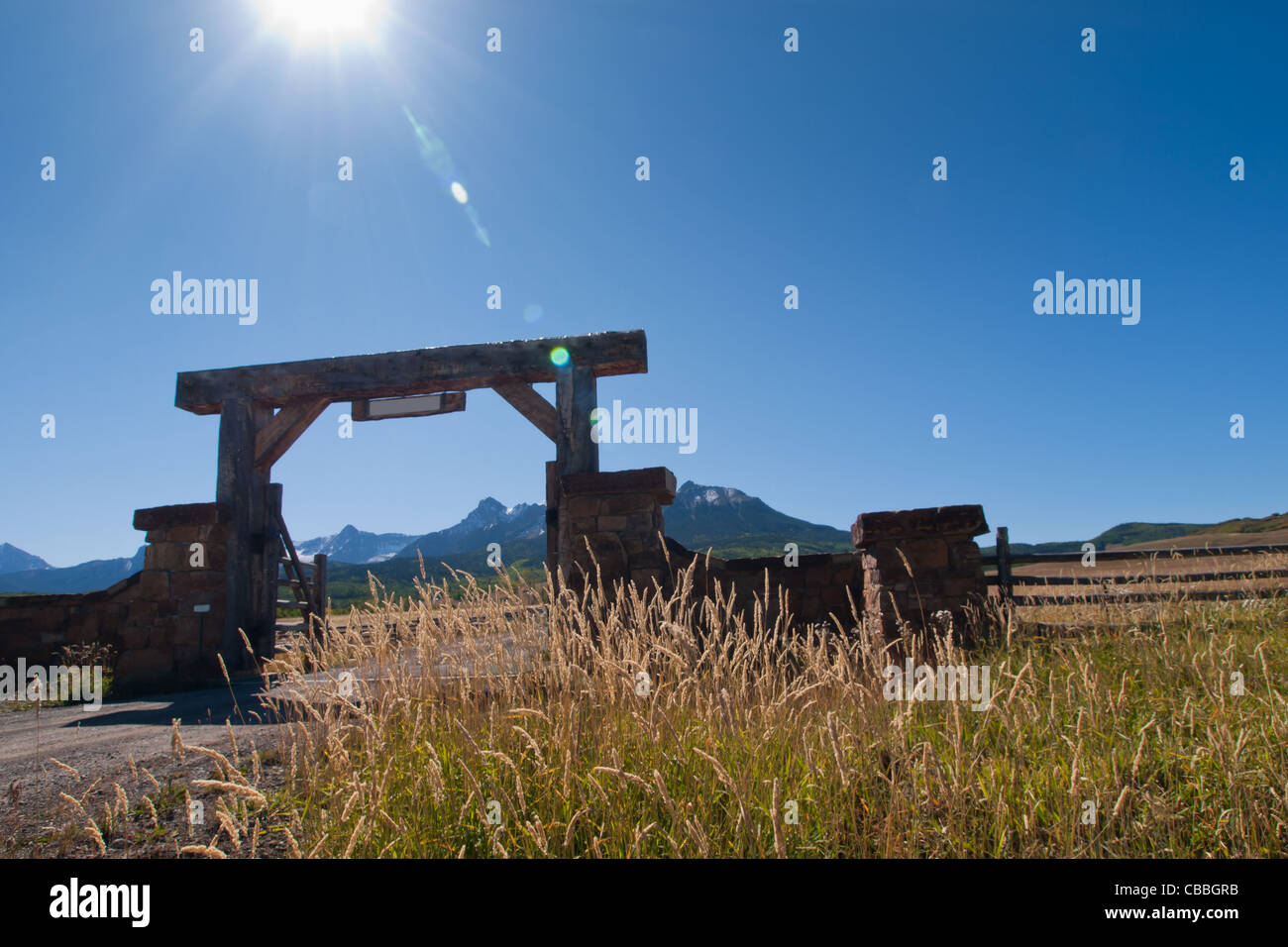 Gate of the Last Dollar Ranch in autumn with a view of the Dallas ...