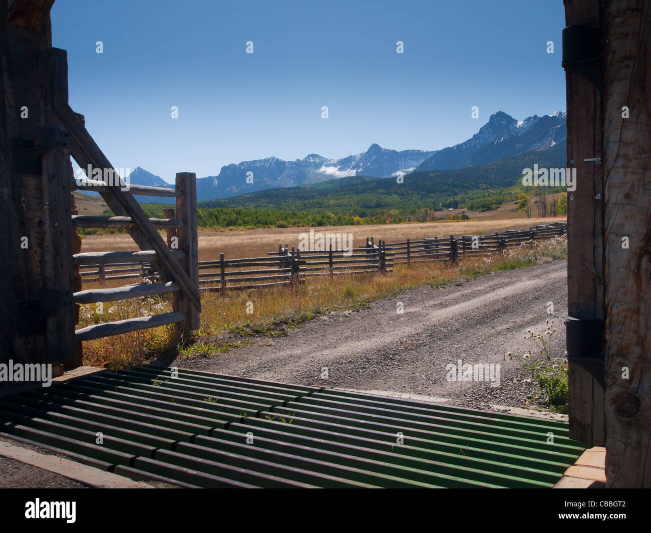 Gate of the Last Dollar Ranch in autumn with a view of the Dallas ...