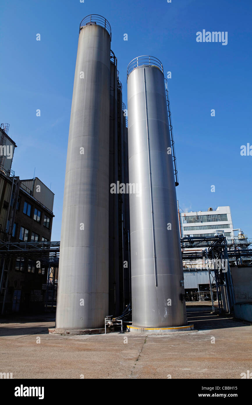 Granulation of PVC facility and storage silos at the chemical factory ...