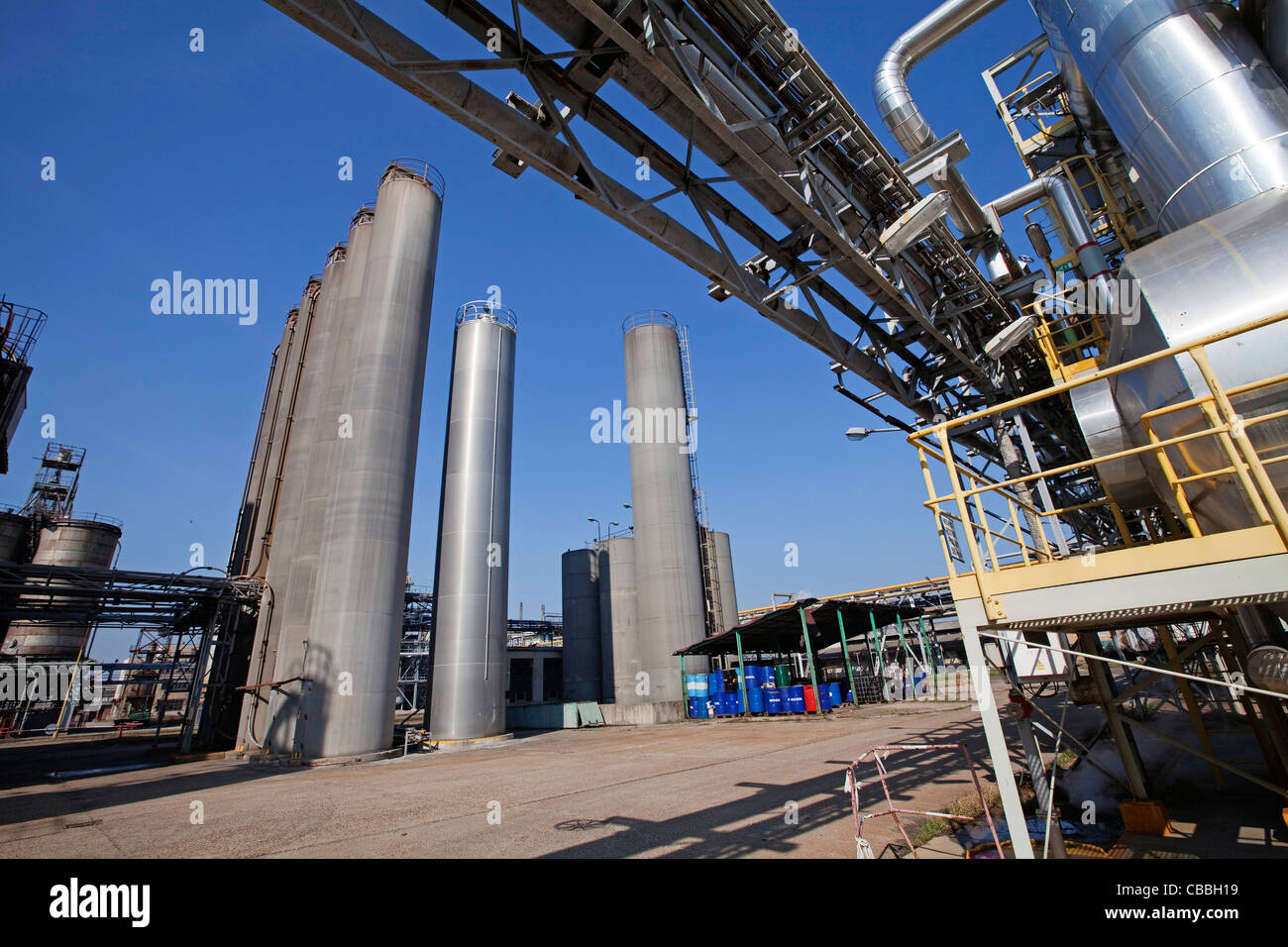 Granulation of PVC facility and storage silos at the chemical factory ...