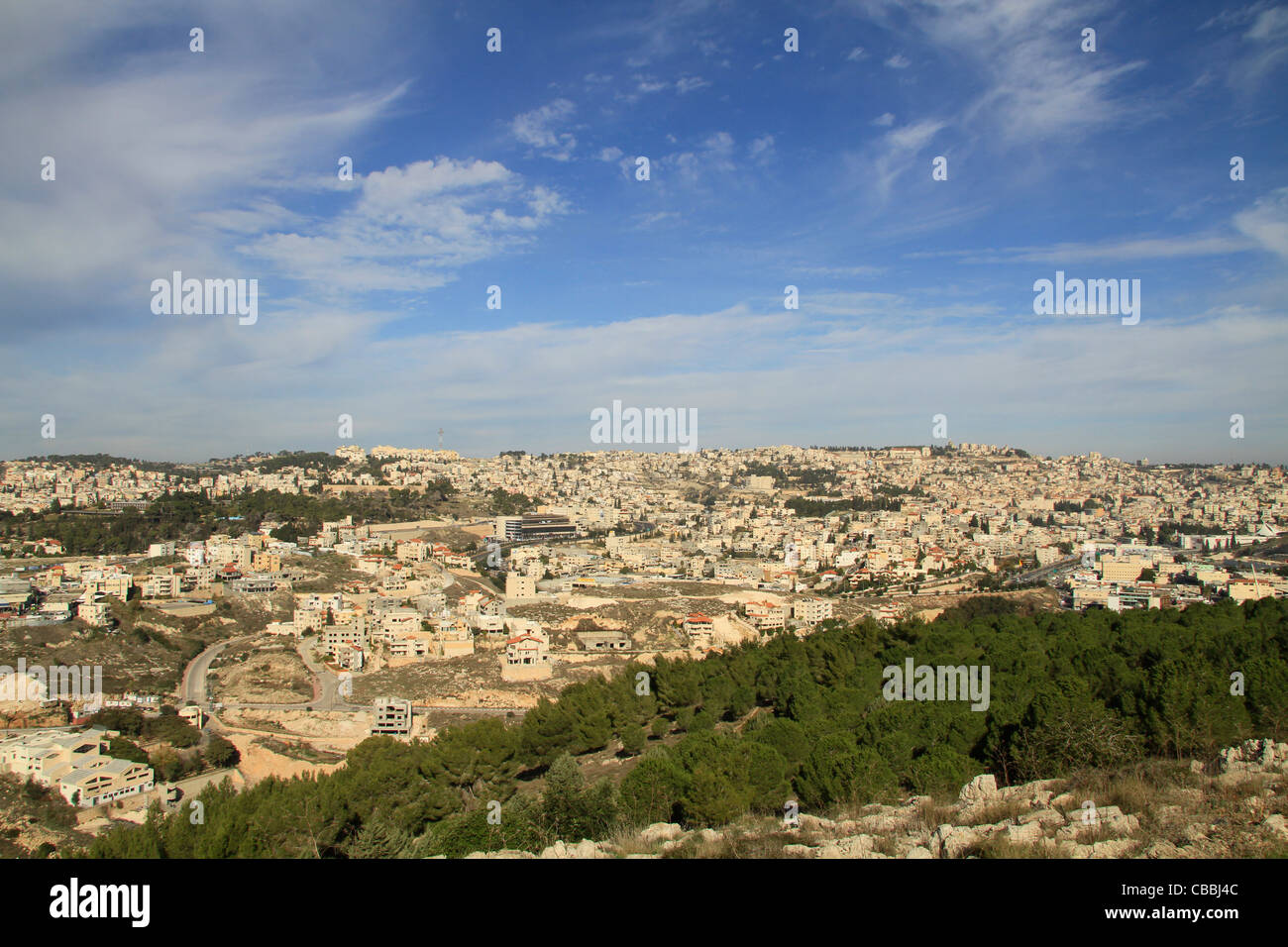 Israel, Lower Galilee, a view of Nazareth from Mount Precipice Stock ...