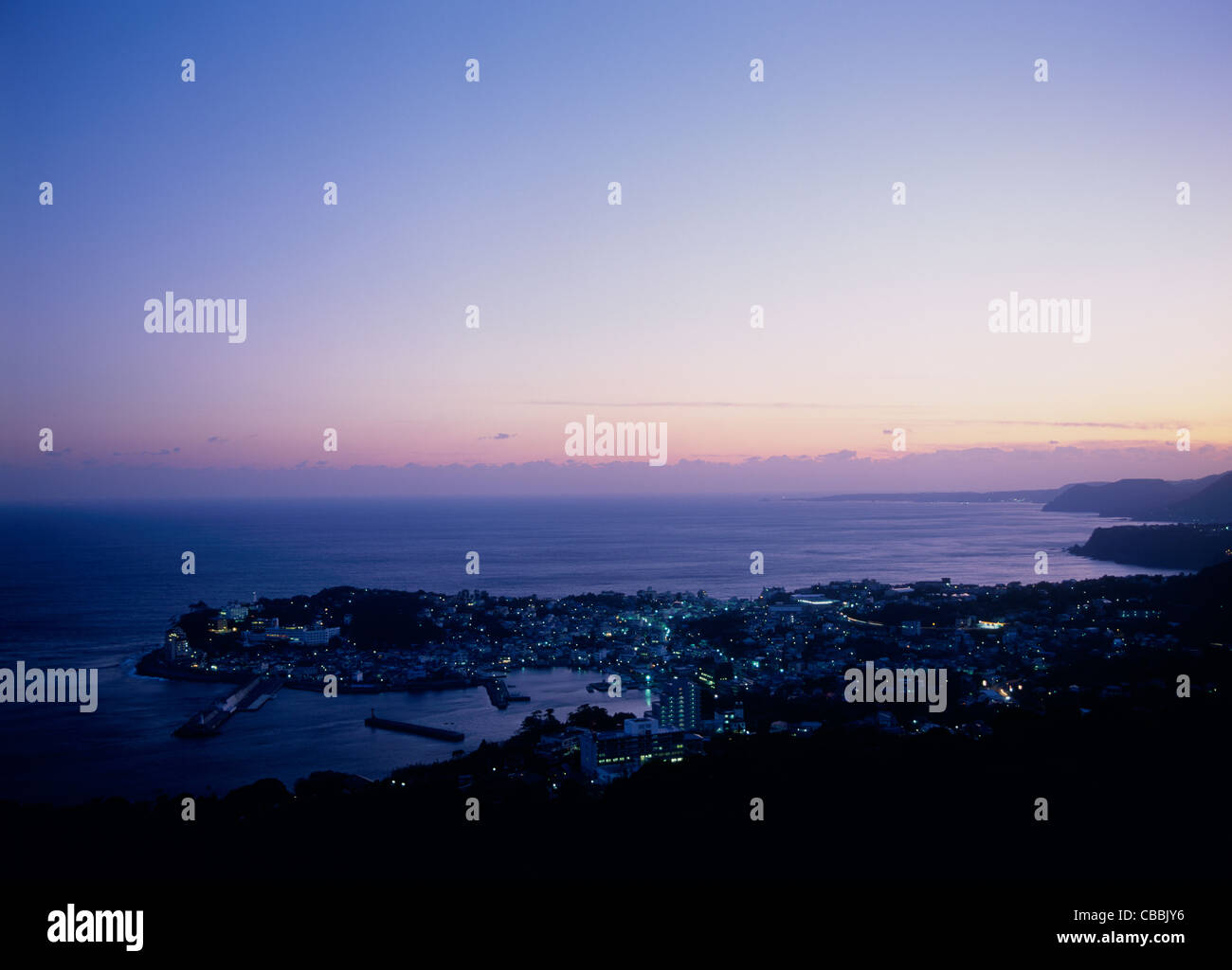 Evening View of Inatori Port, Higashiizu, Shizuoka, Japan Stock Photo ...