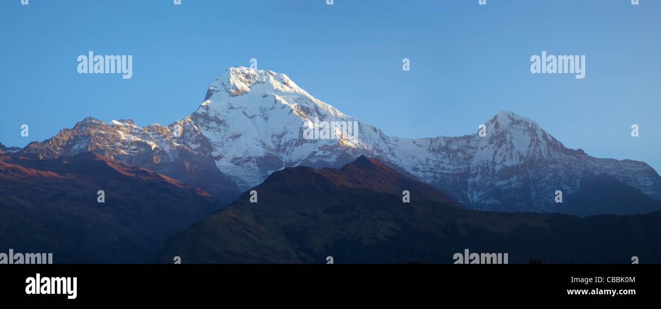 View of Annapurna South from Tadapani, at dawn, Annapurna Sanctuary ...