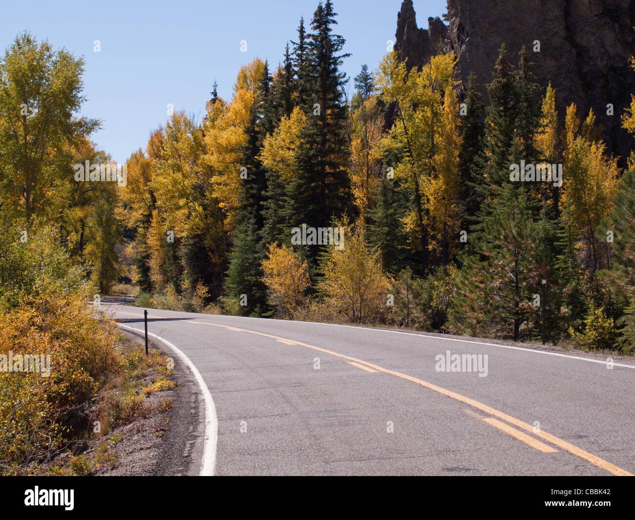 Brilliant fall colors adorn a country road in Colorado Stock Photo - Alamy