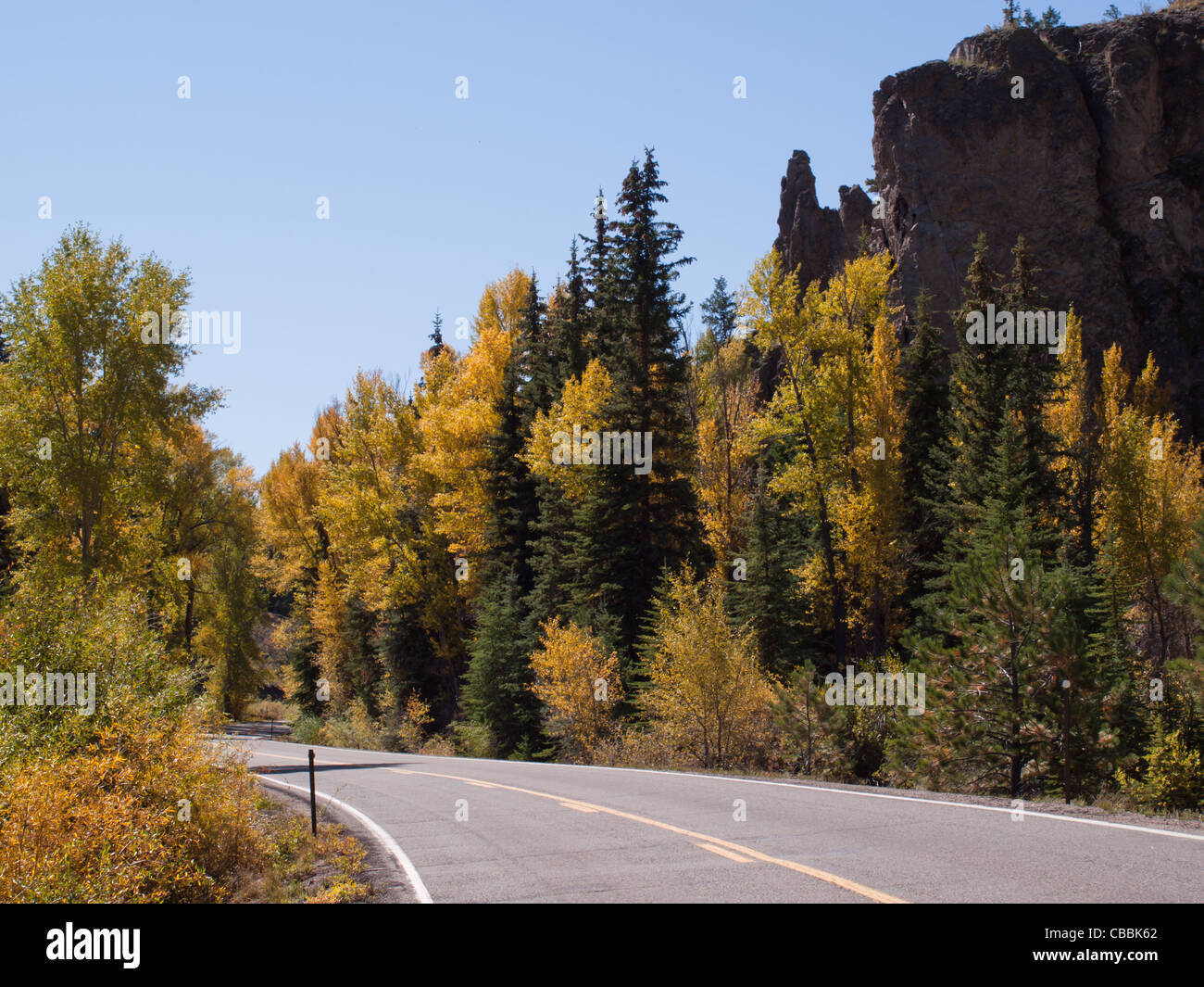 Brilliant fall colors adorn a country road in Colorado Stock Photo - Alamy