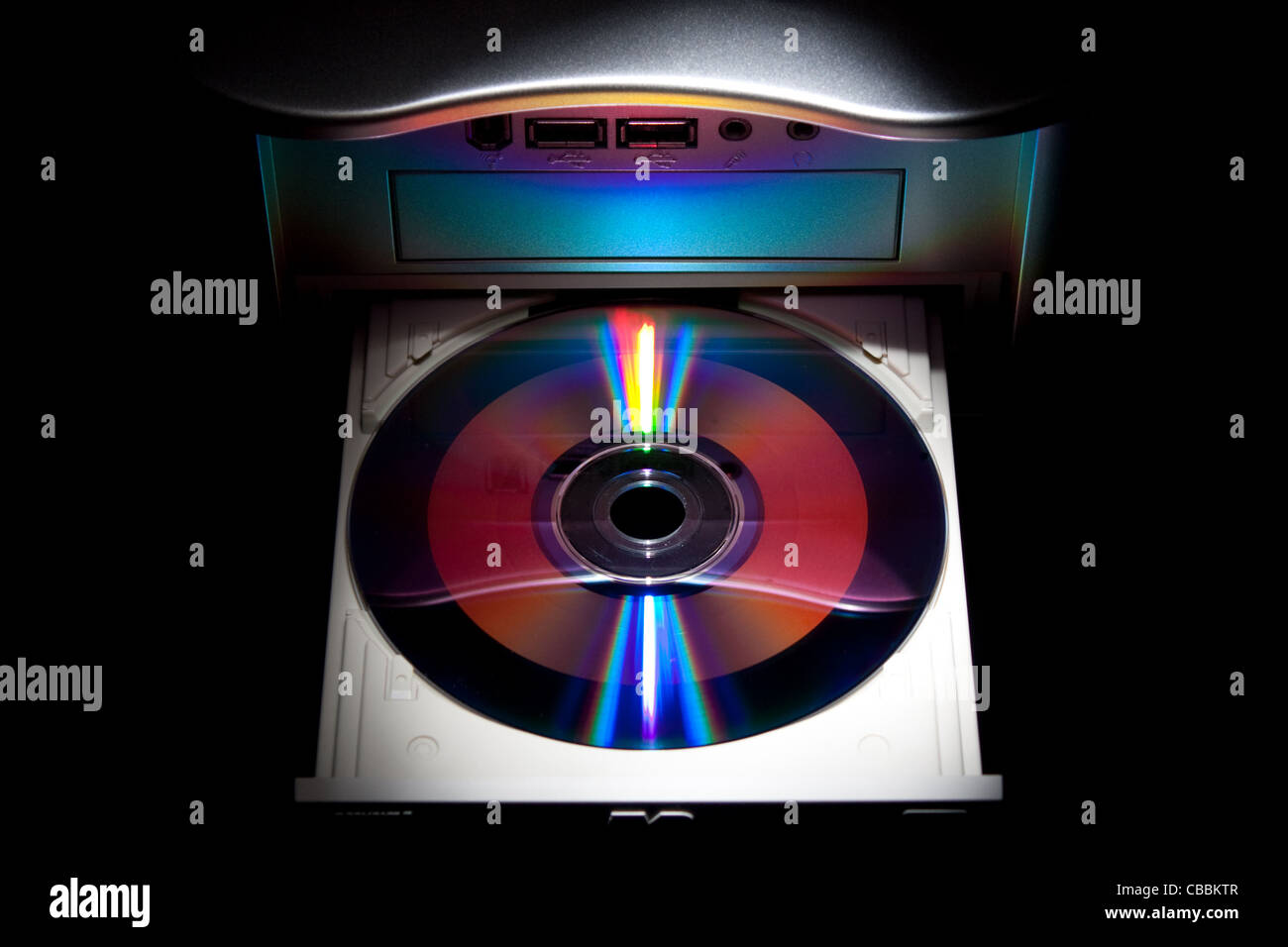 computer disk drive loaded with disk and isolated on white Stock Photo ...