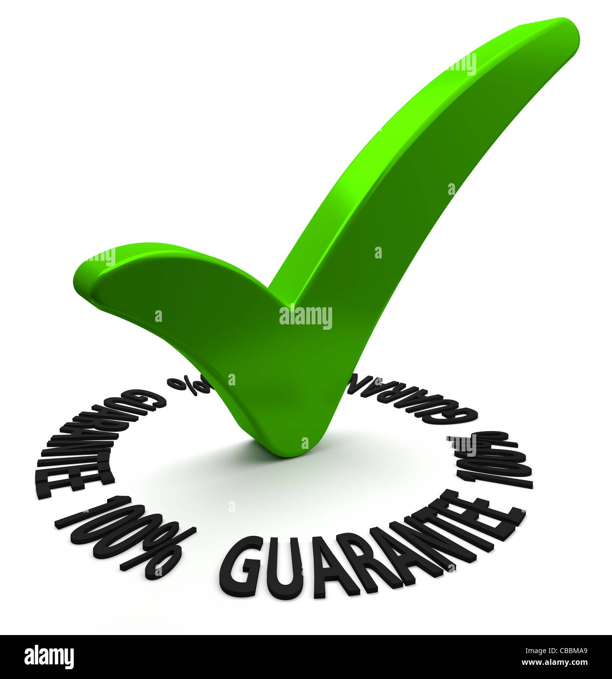 Circular shaped 3D text surrounding a green check mark. Part of a ...