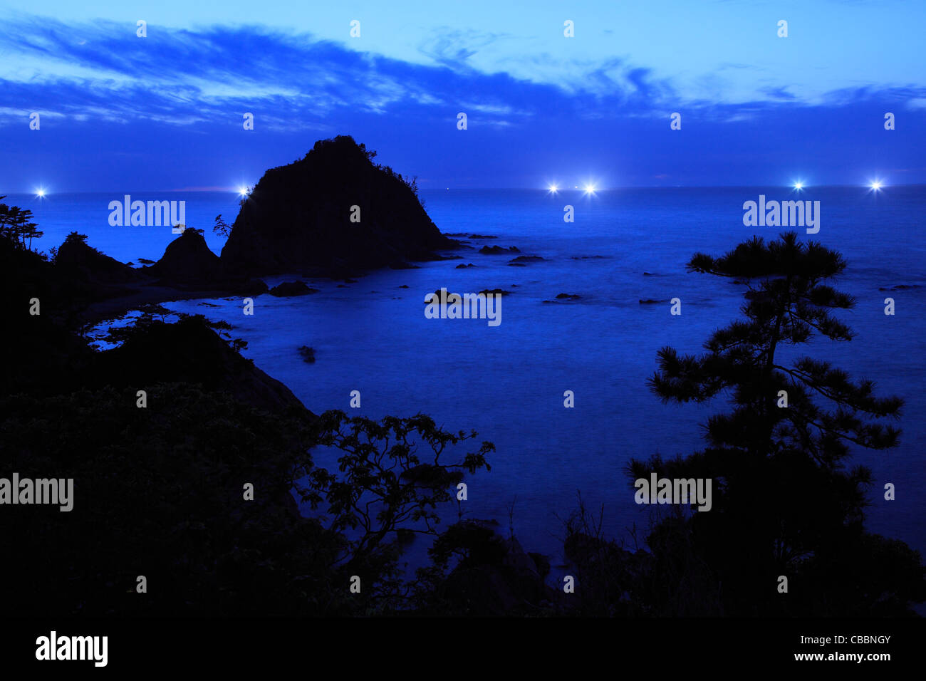 Night View of Uradome Beach, Iwami, Tottori, Japan Stock Photo - Alamy