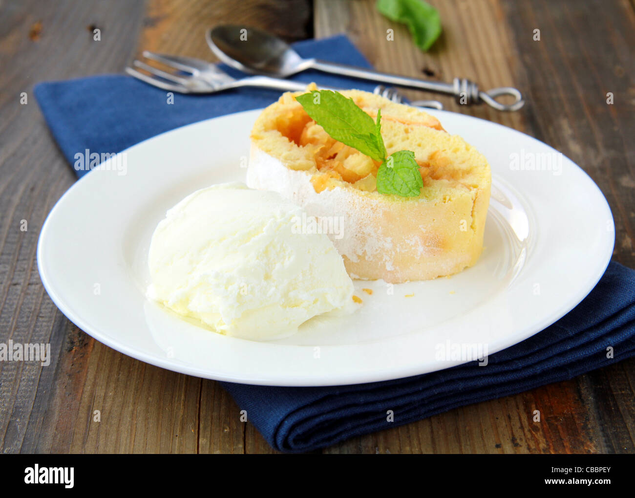 biscuit roulade with ice cream Stock Photo - Alamy